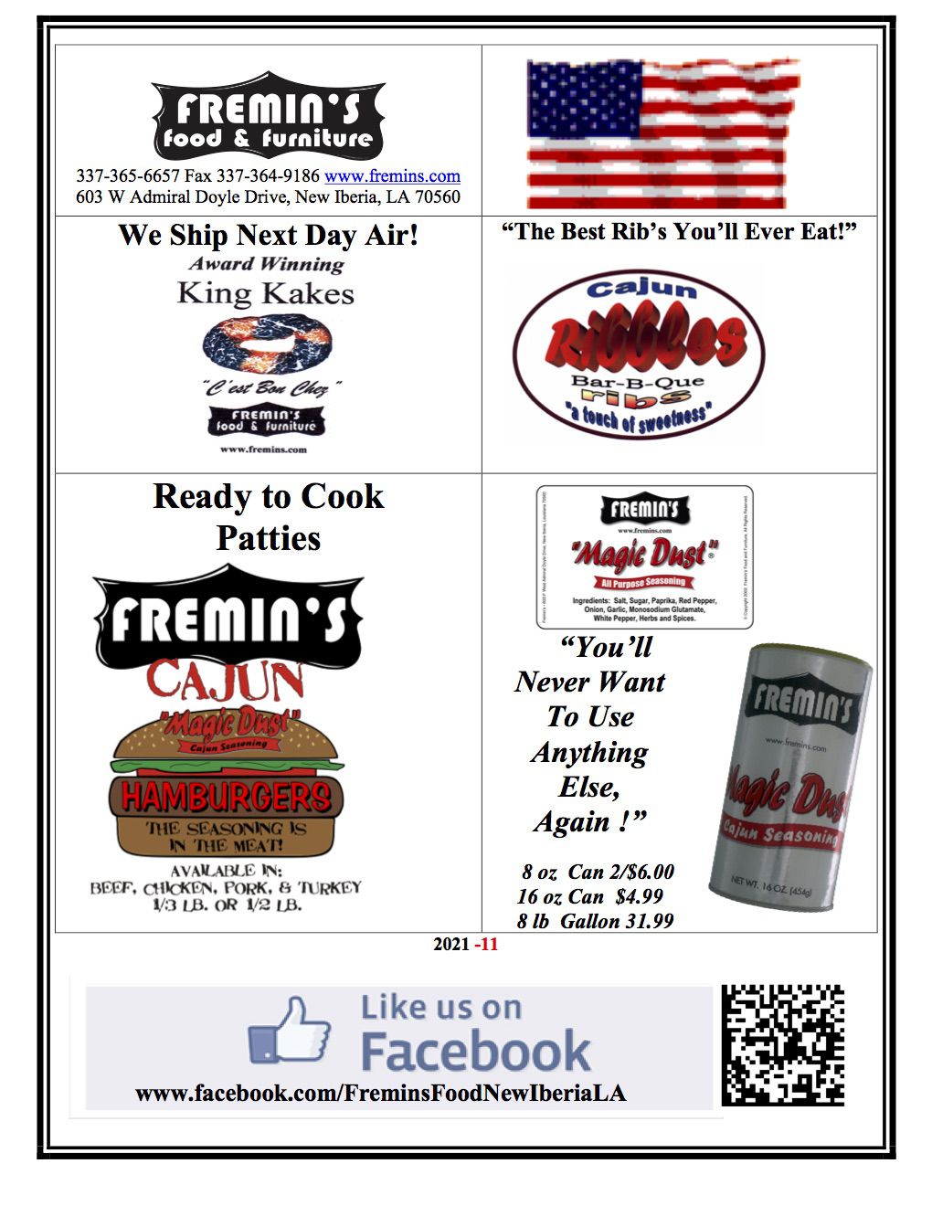 The Menu We Offer - Fremin's Food and Furniture