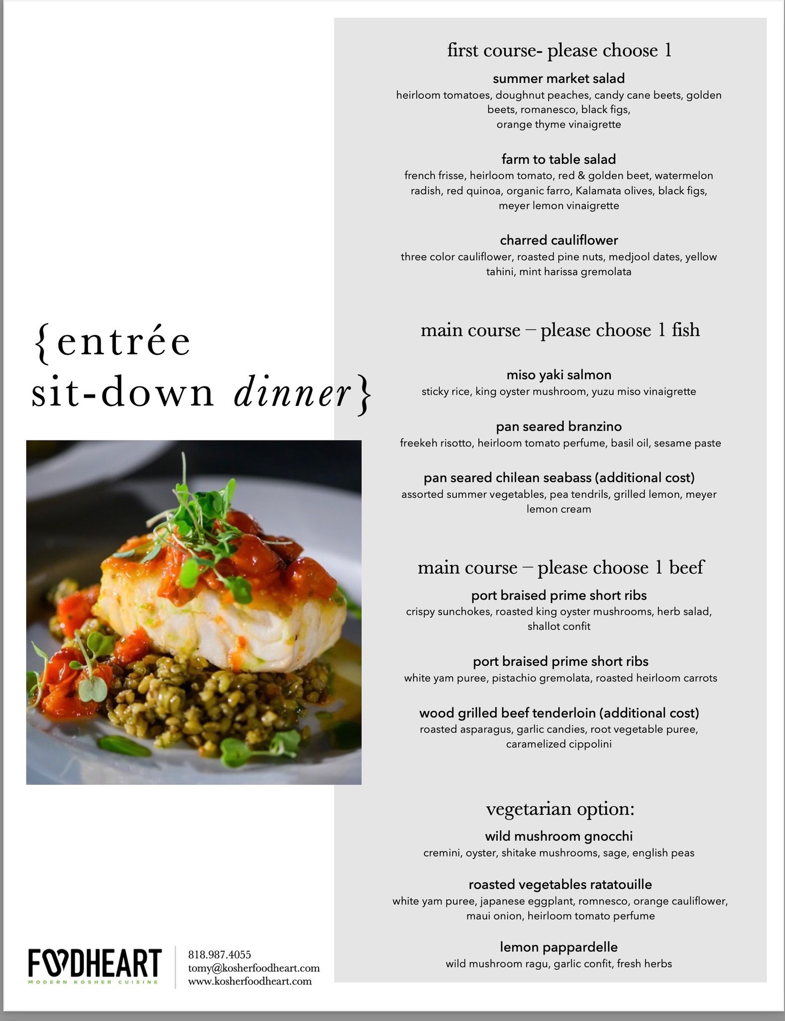 Kosher Menu - FoodHeart