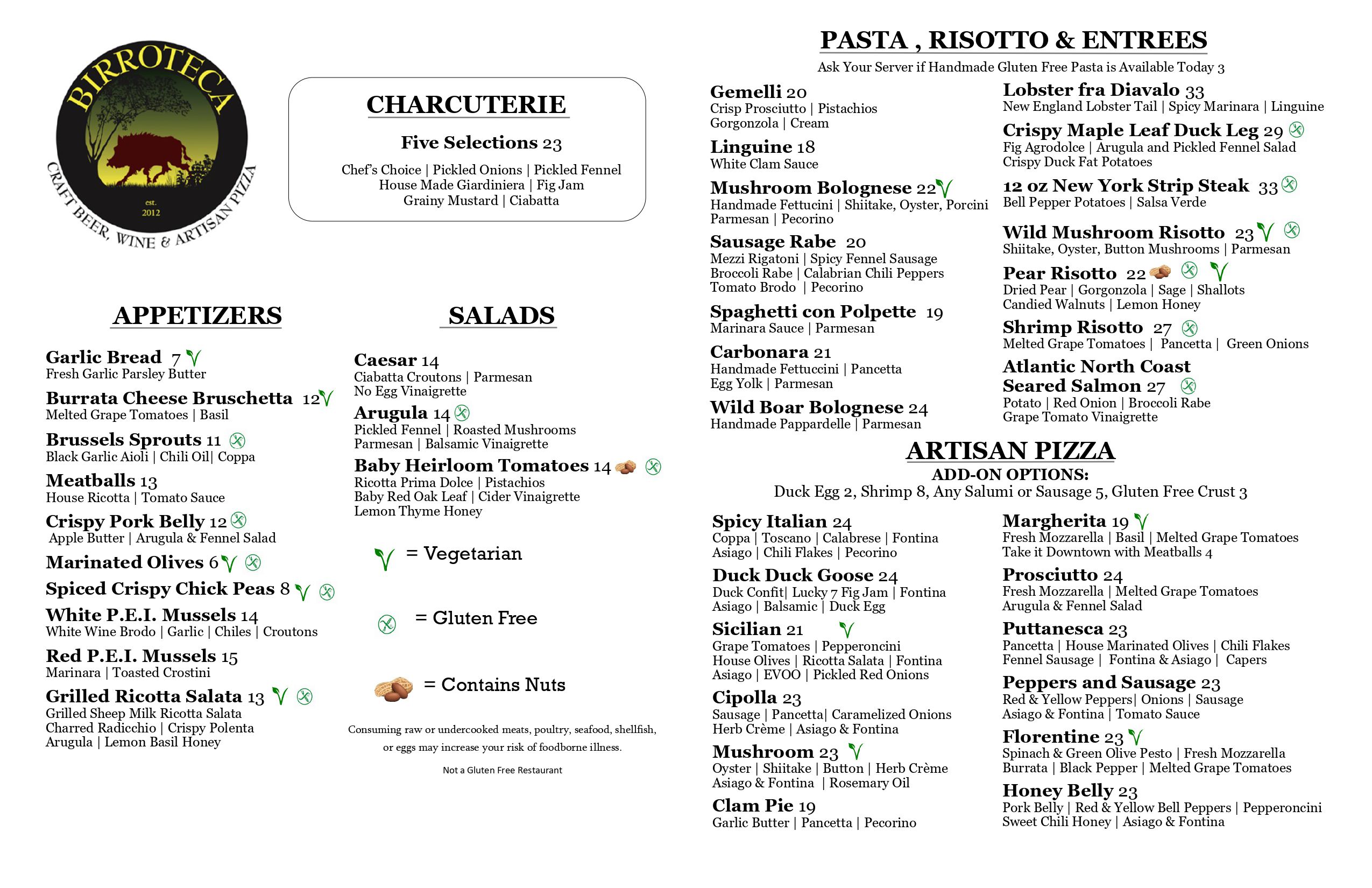 Dinner Menu - Birroteca