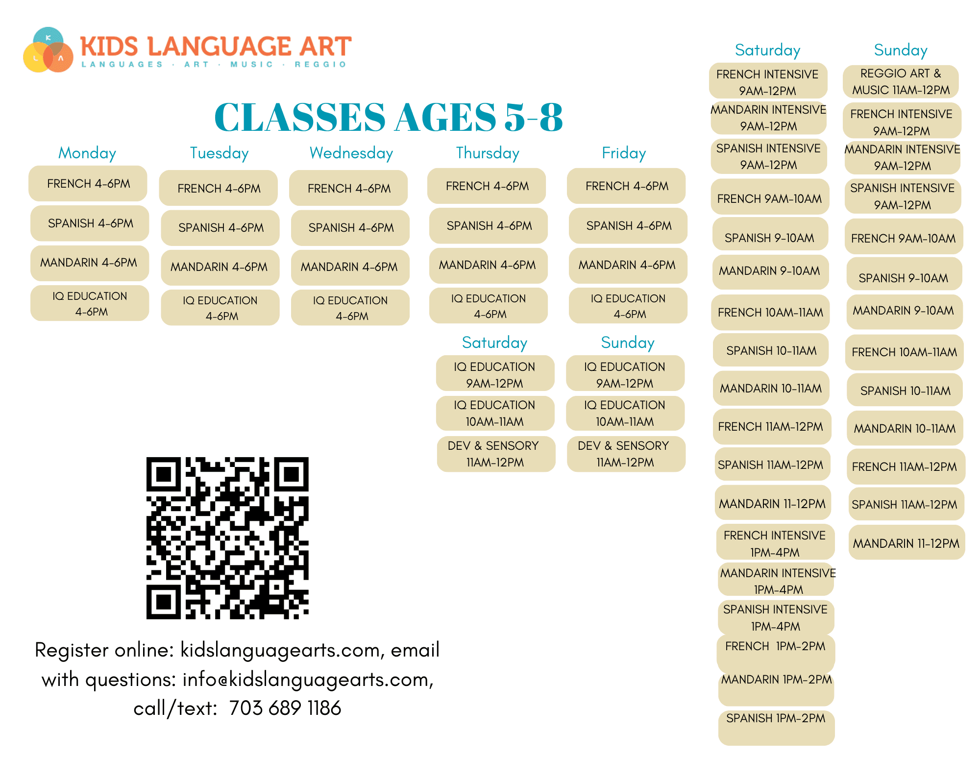 Locations & Schedules - Kids Language Art