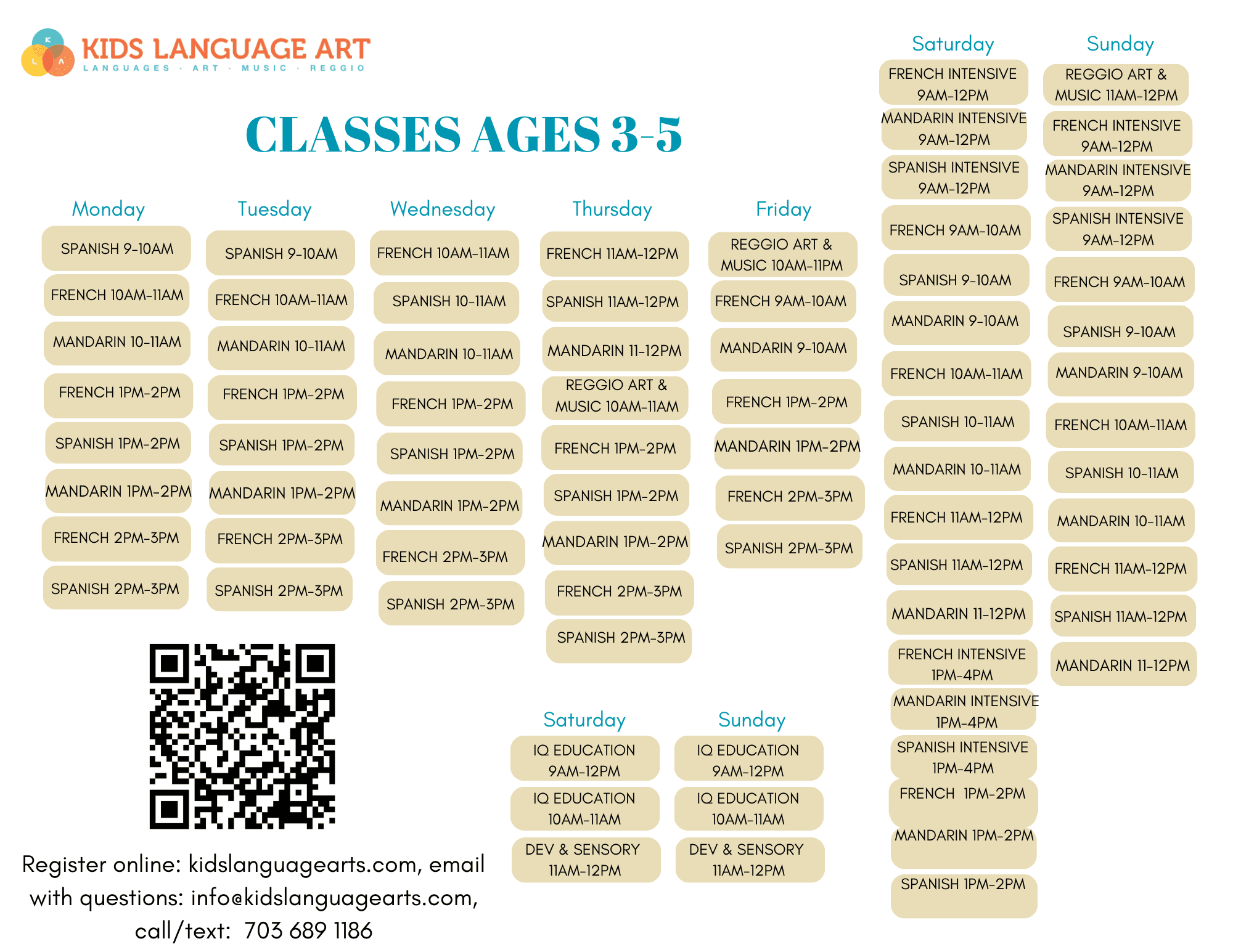 Locations & Schedules - Kids Language Art