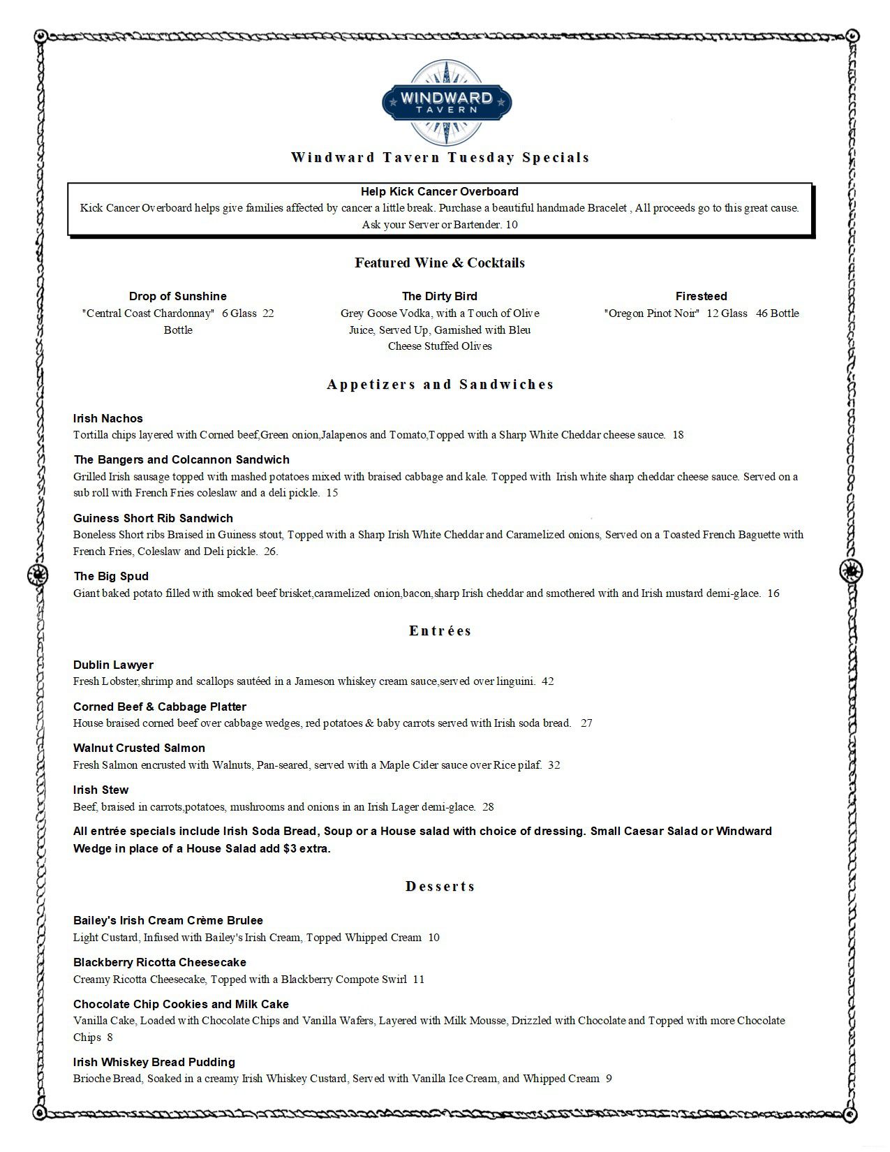 Specials - Windward Tavern