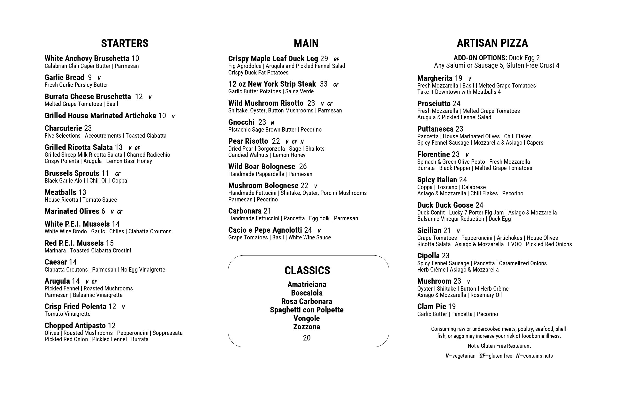 Dinner Menu - Birroteca