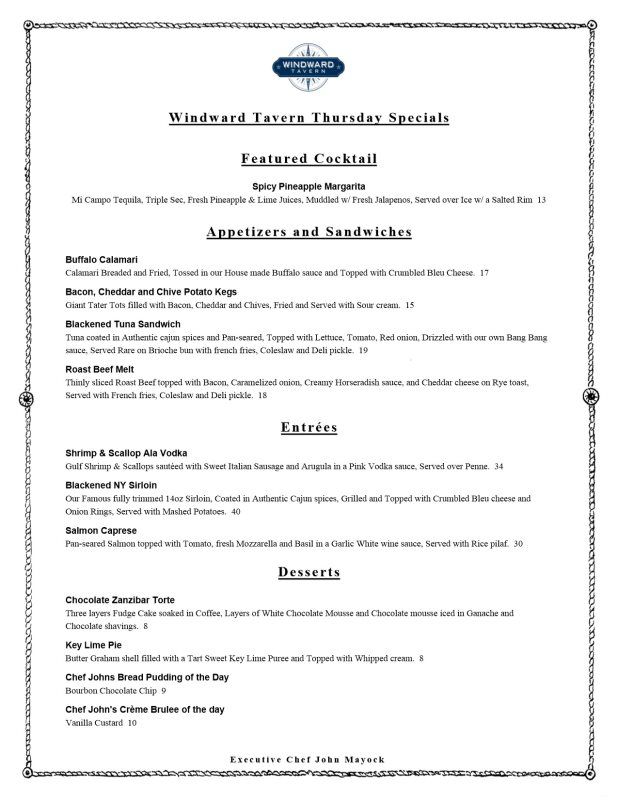 Specials - Windward Tavern