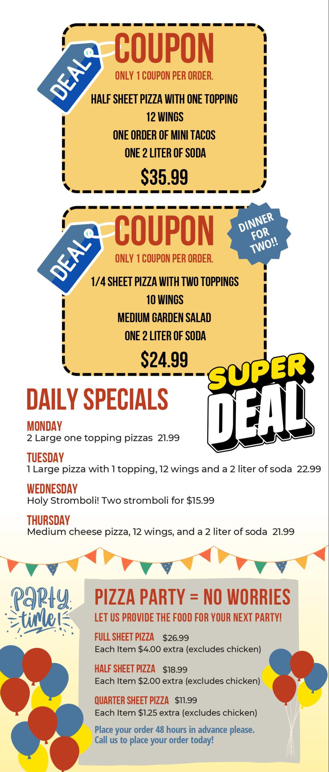 Pizza Menu - Luigi's Pizzeria