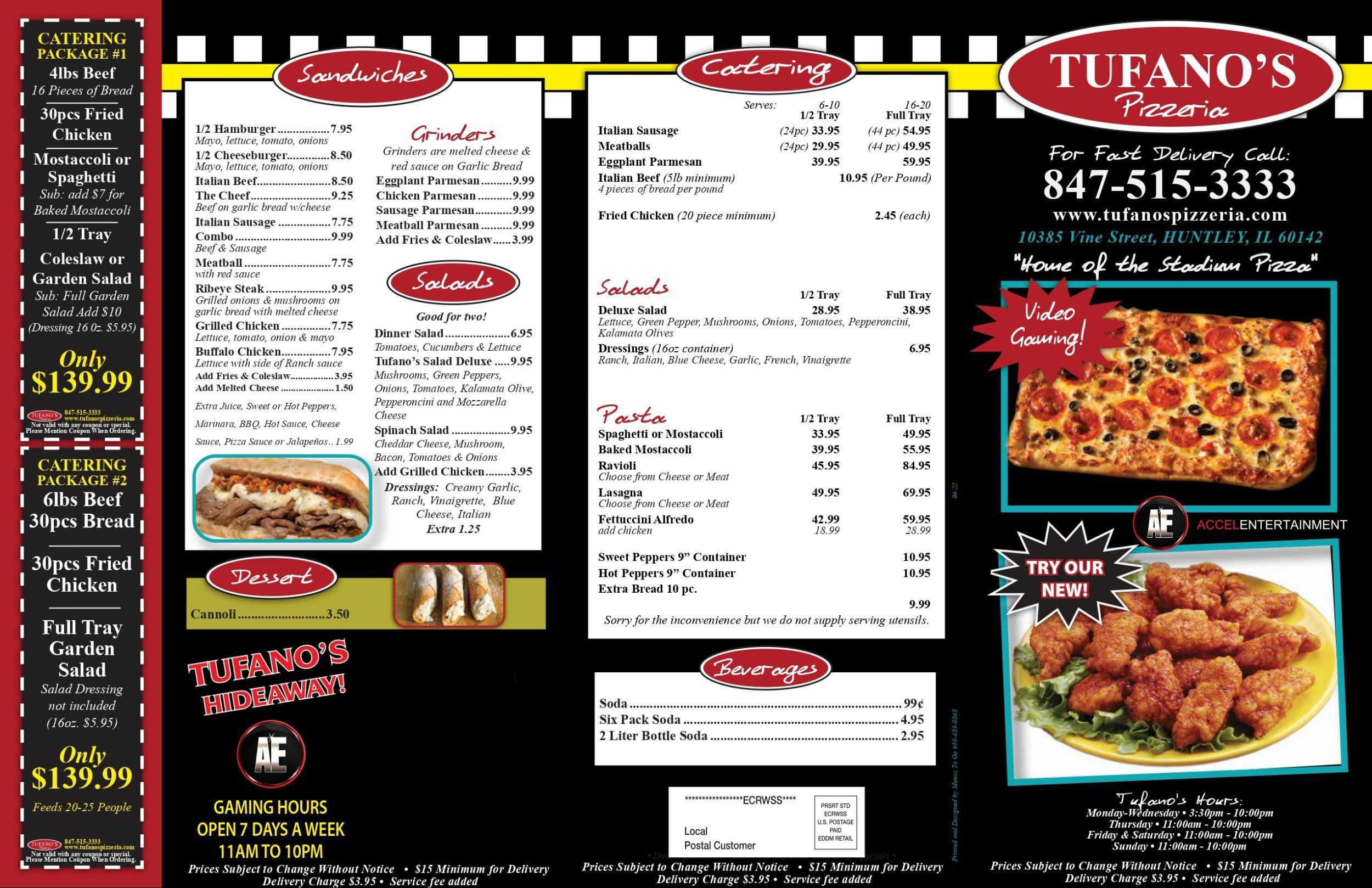 Menu - Tufano's Pizzeria