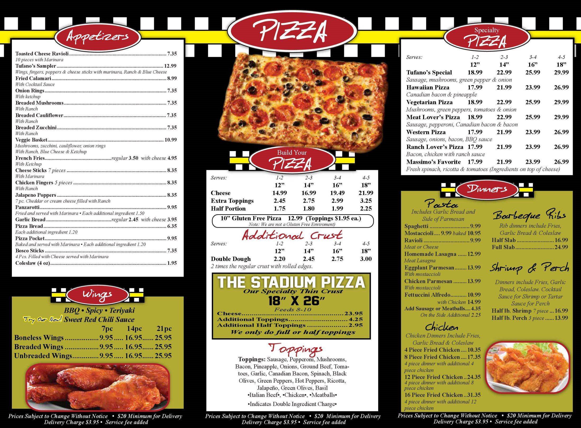 Menu - Tufano's Pizzeria