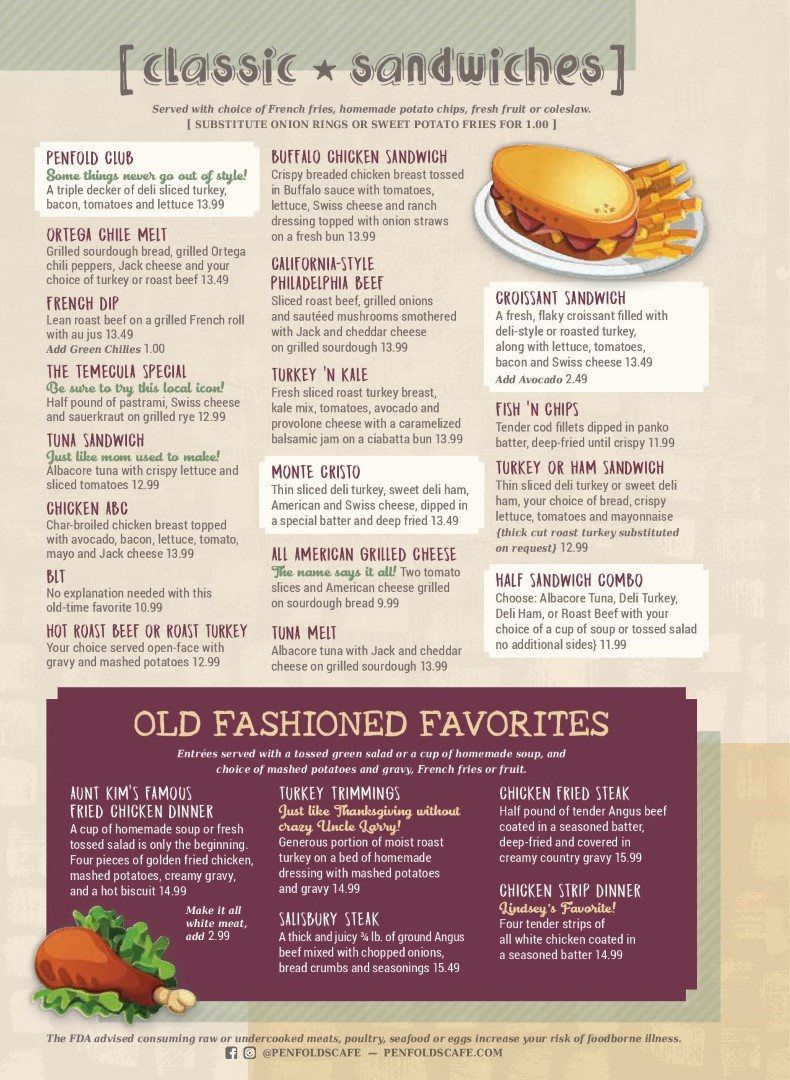 Menu - Penfold's Cafe