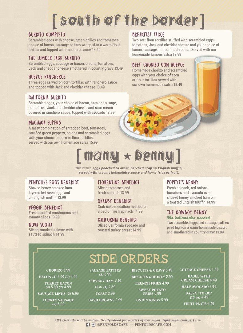 Menu - Penfold's Cafe