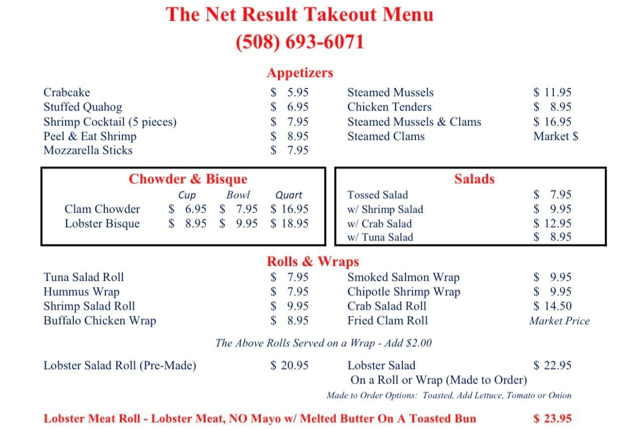 Take Out Menu - The Net Result