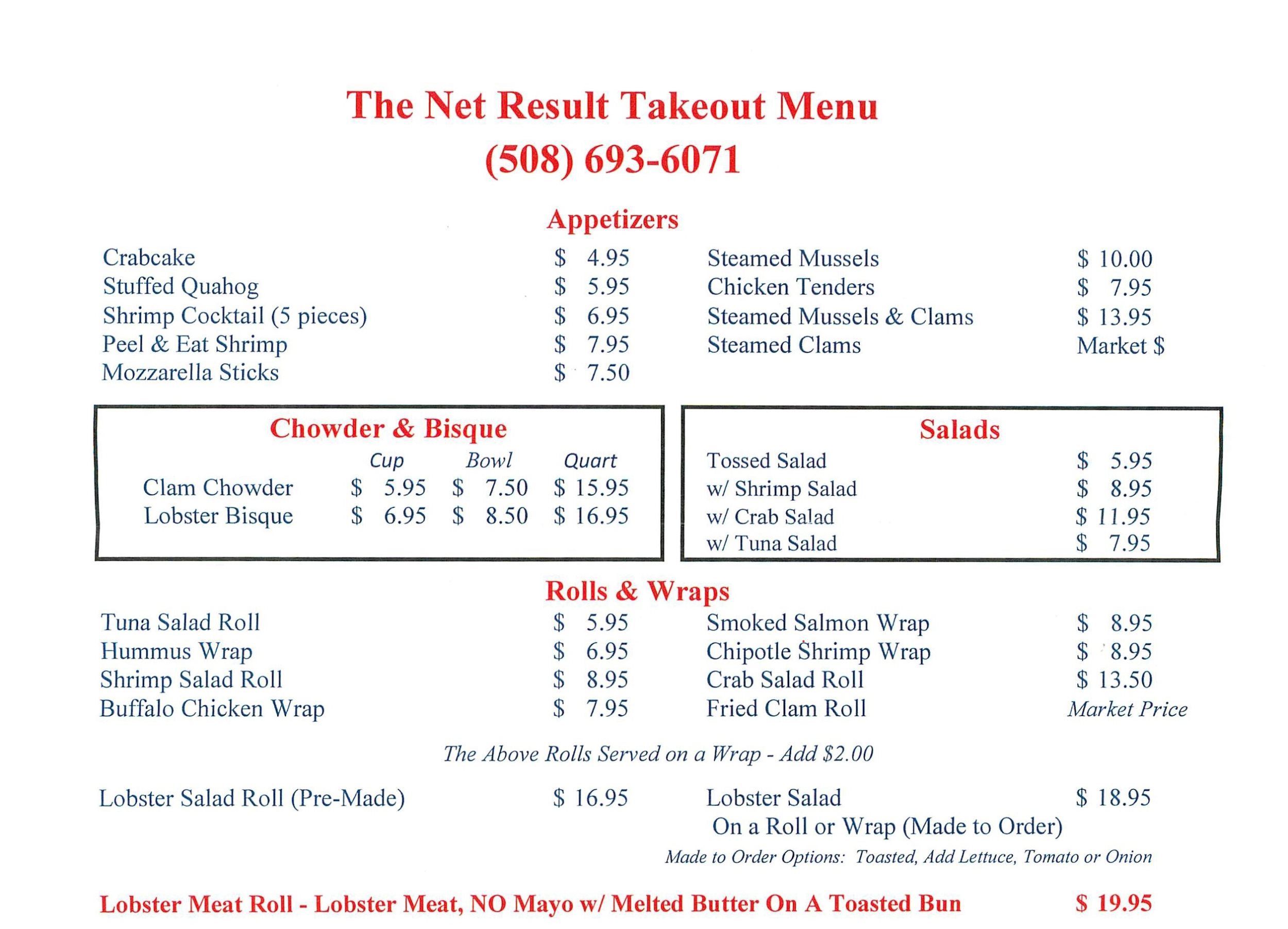 Take Out Menu - The Net Result