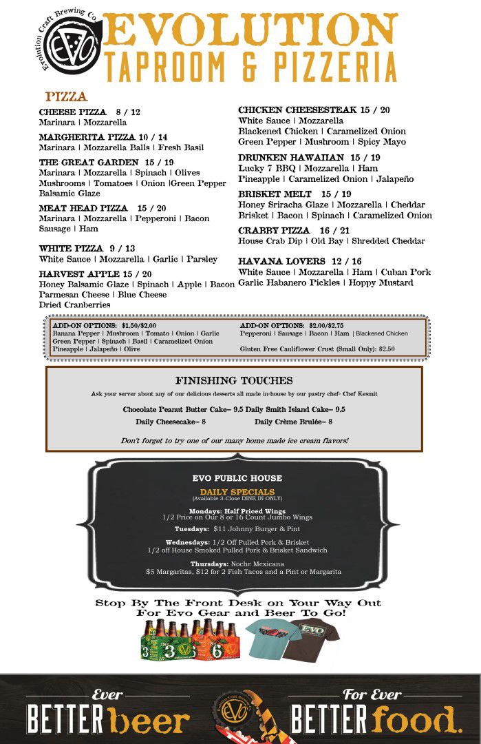 Menu - Evolution Craft Brewing Company