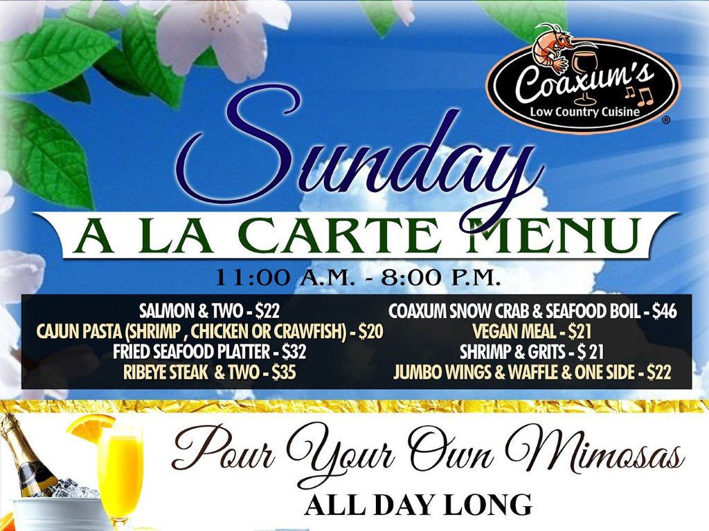 Menu - Coaxums Low Country Cuisine