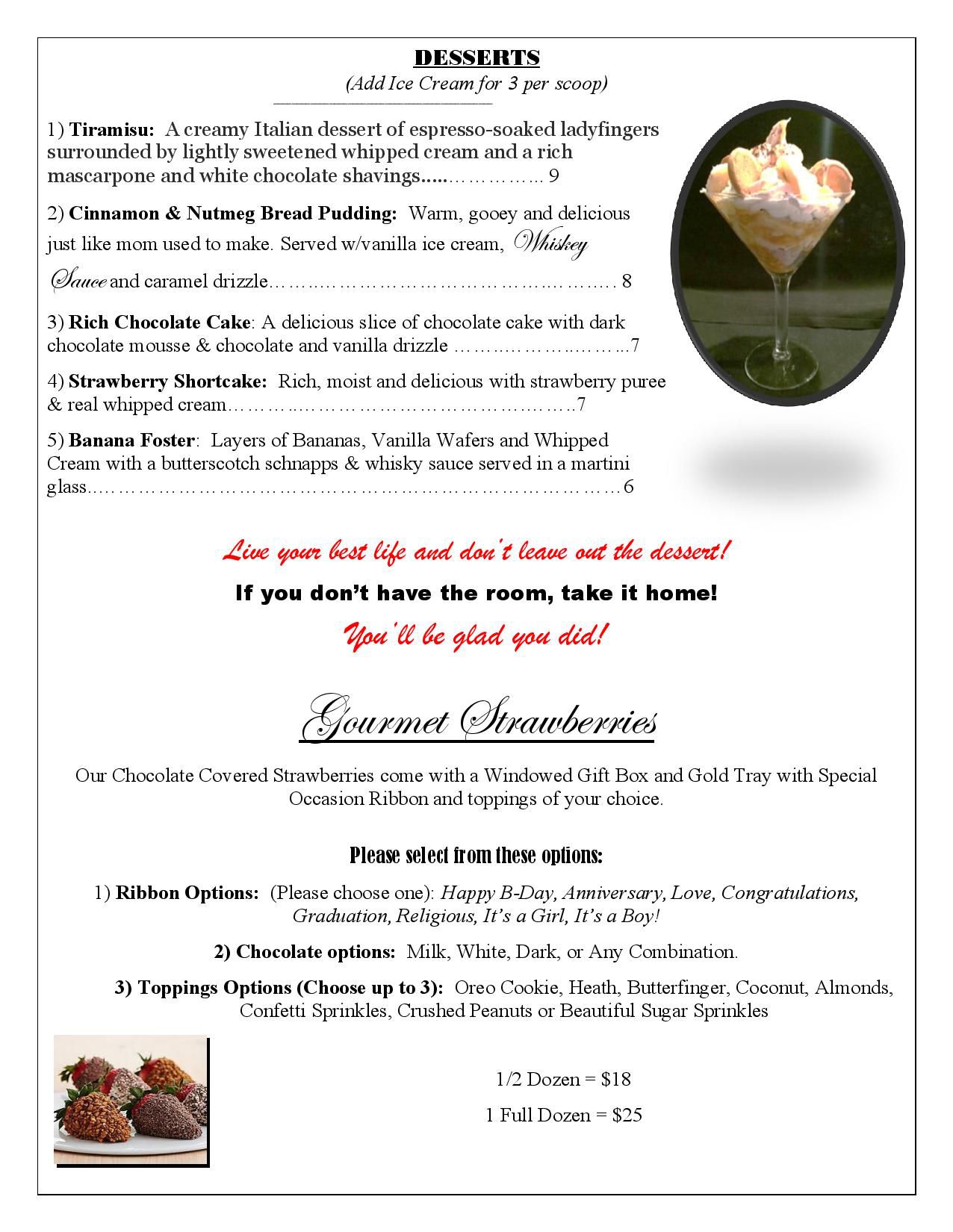 Food Menu - Bow Tie Massage