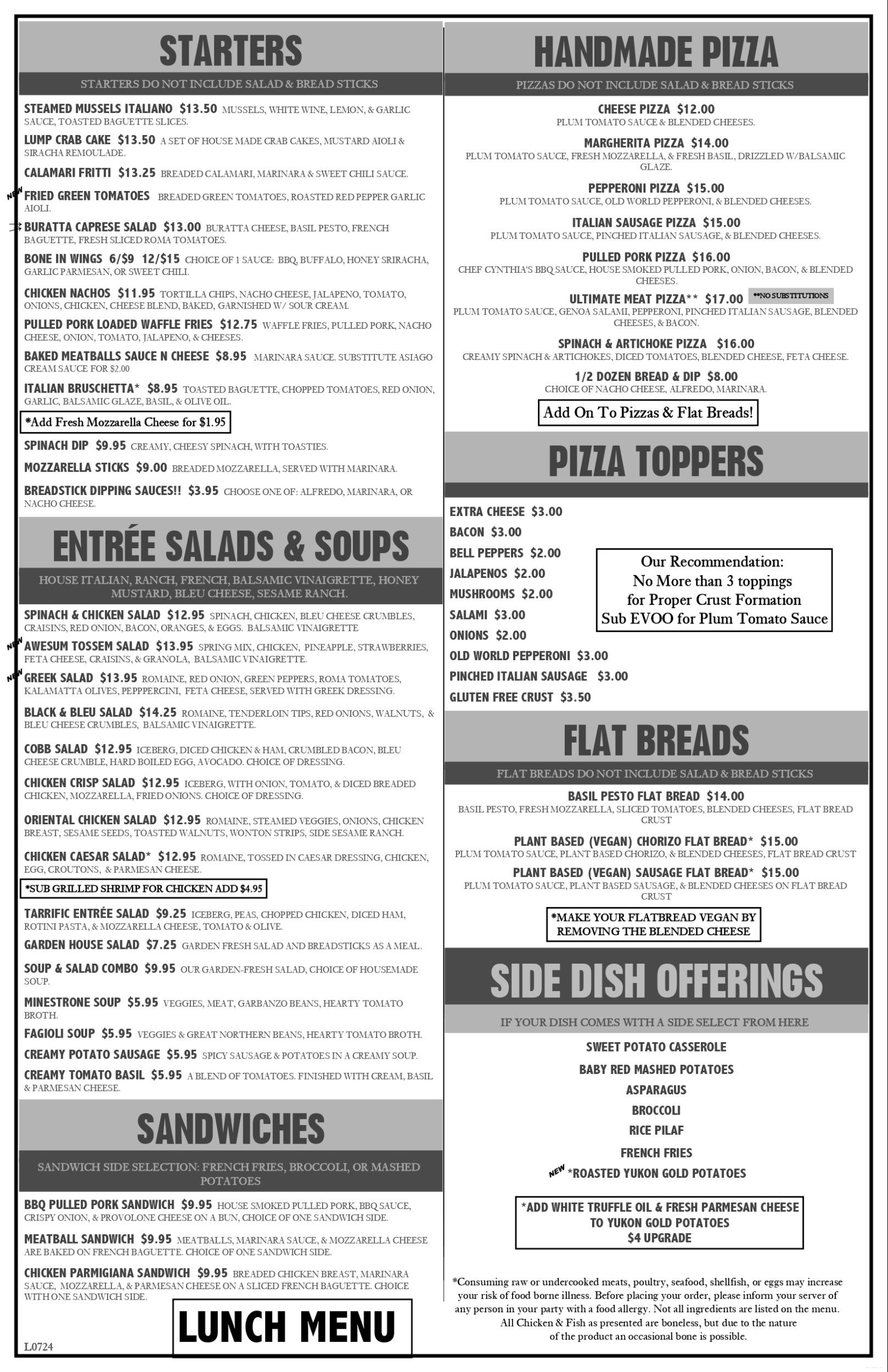 Our Lunch Menu - PASTArrific Italian Restaurant