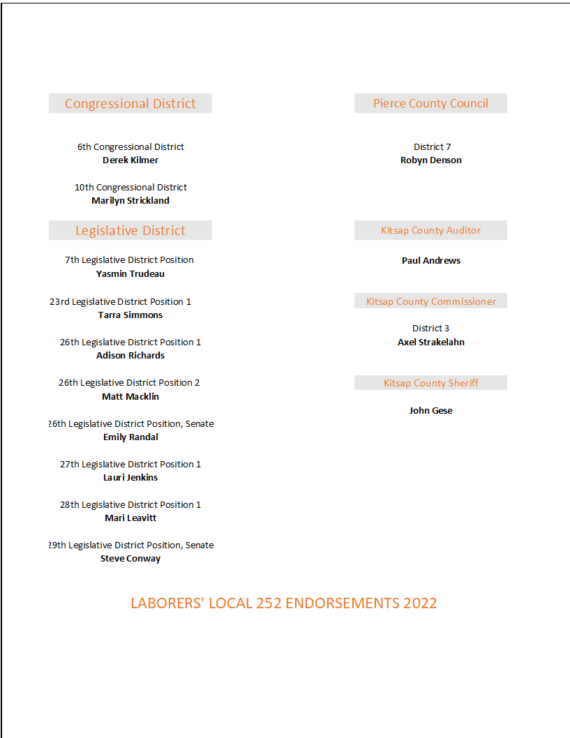 Western Washington Labor Union | - LIUNA - Laborers Local 252